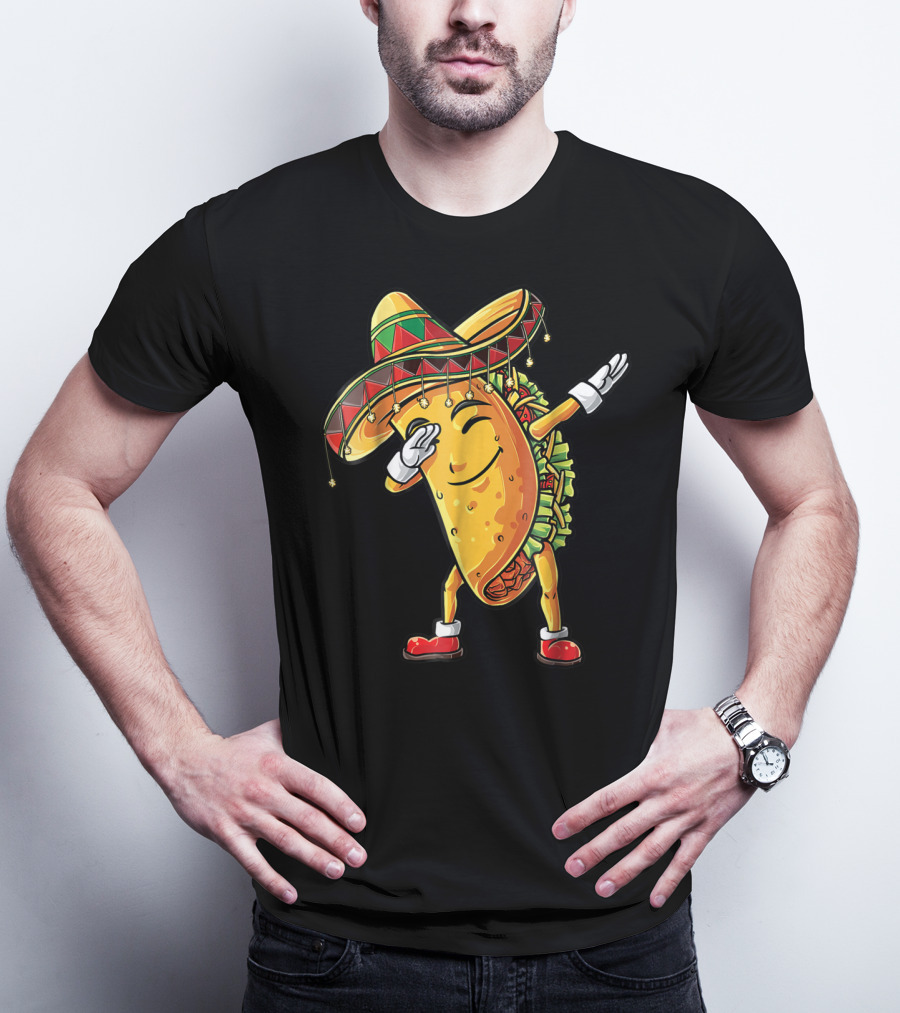 Dabbing Taco Sombrero Cinco De Mayo Kids Boys Girls Fun T-Shirt