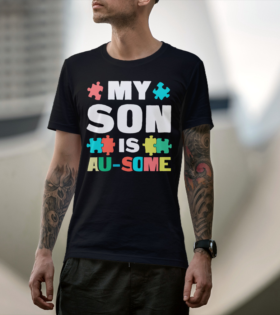 My Son Is Au-Some Autism Puzzle Pieces T-Shirt