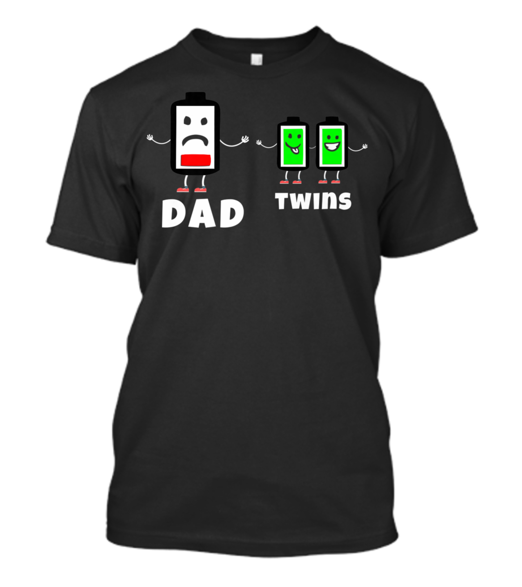 Dad Twins Low Battery Full Charge Family Humor T-Shirt