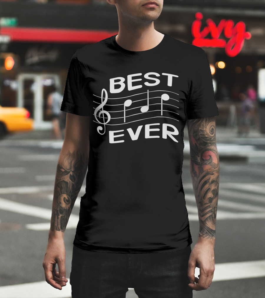 Funny Best Dad Ever Music Notes T-Shirt