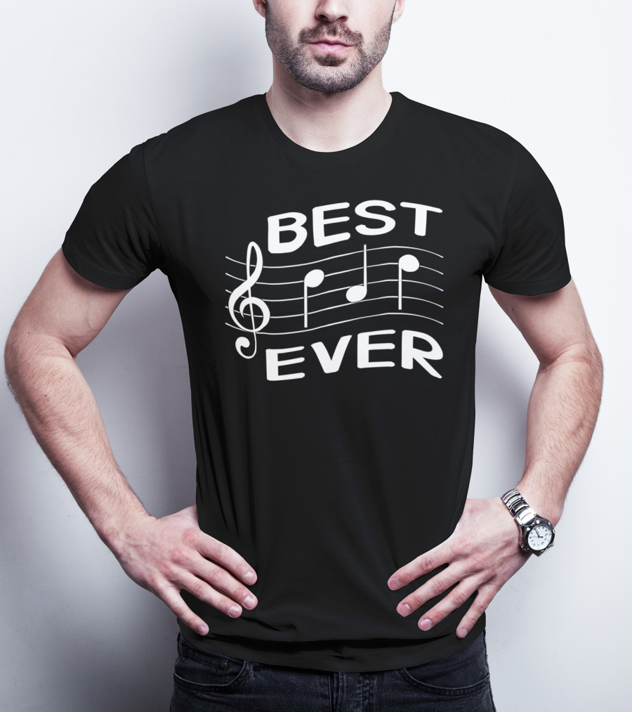 Funny Best Dad Ever Music Notes T-Shirt