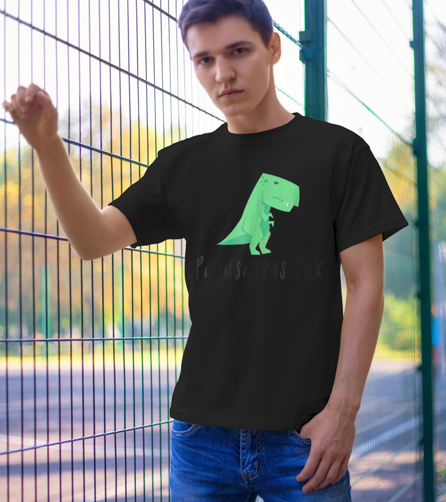 Papasaurus Rex Cute Dinosaur Dad Funny T-Shirt