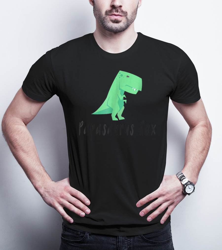 Papasaurus Rex Cute Dinosaur Dad Funny T-Shirt