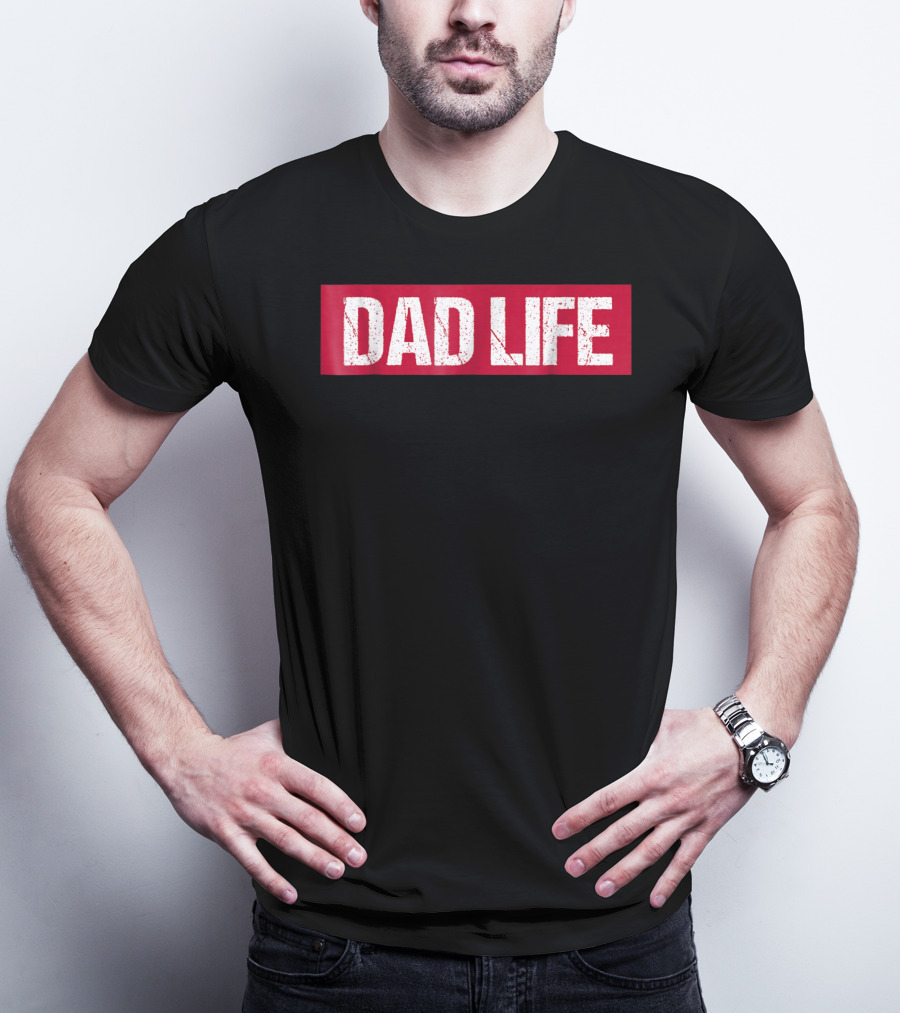 Mens Dad Life Red Block Text T-Shirt