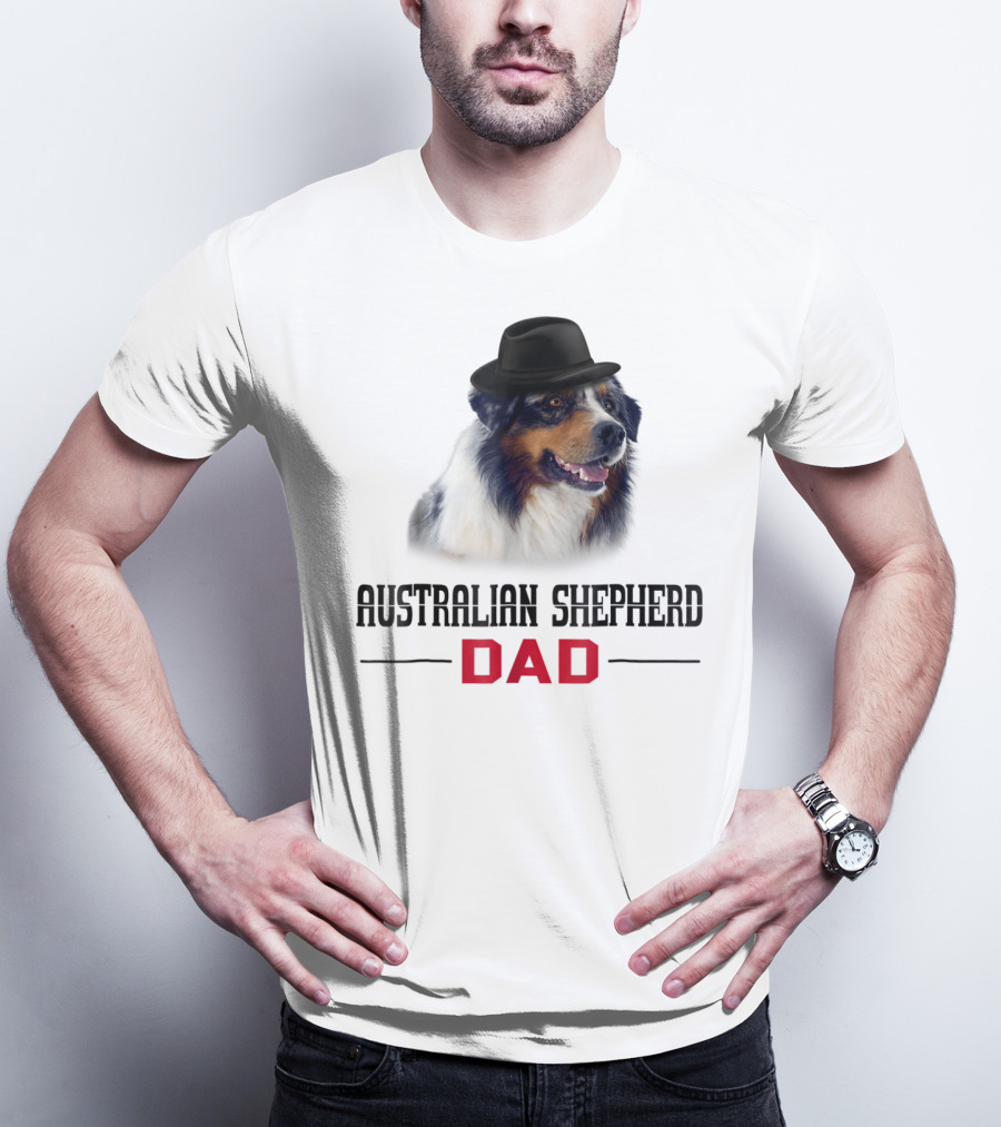 Australian Shepherd Dad Dog Lovers Hat Wearing Shepherd T-Shirt