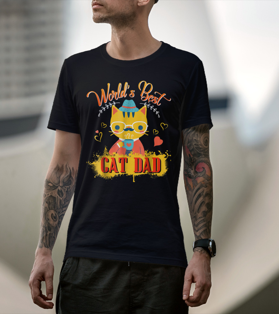 World's Best Cat Dad Cat Lover Funny Best Cat Dad T-Shirt