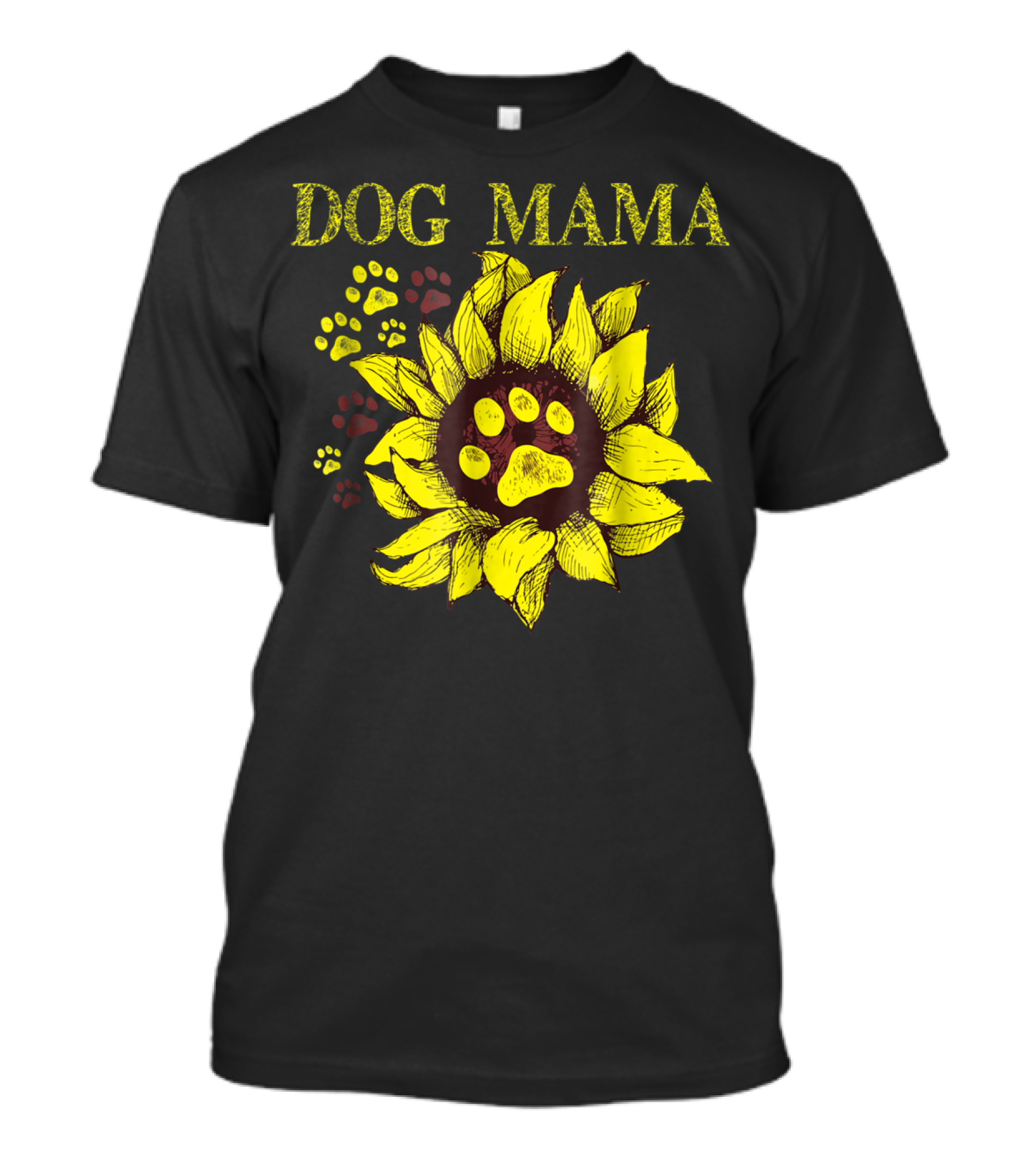 Dog Mama Sunflower Paw Prints T-Shirt
