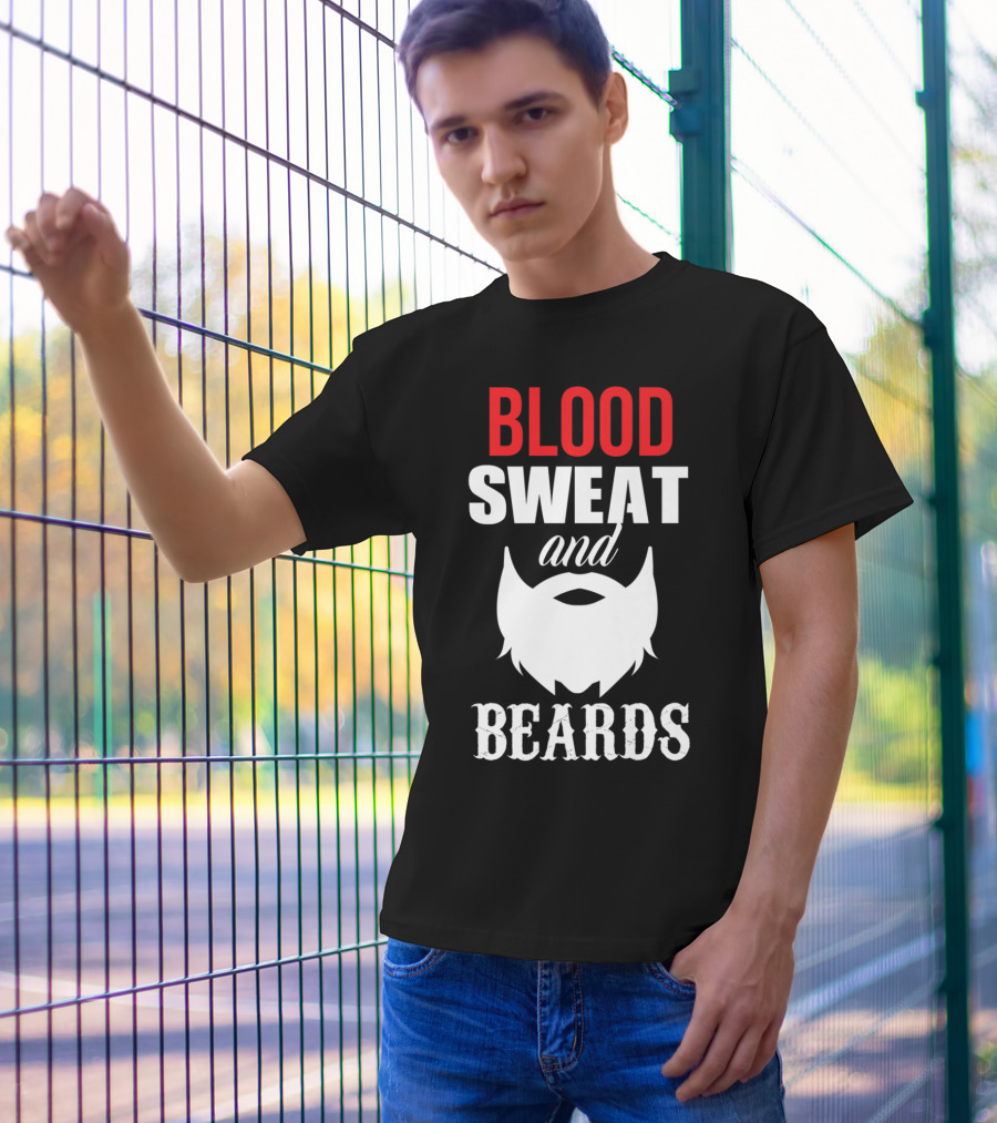 Blood Sweat And Beards For Bearded Dad Men T-Shirt