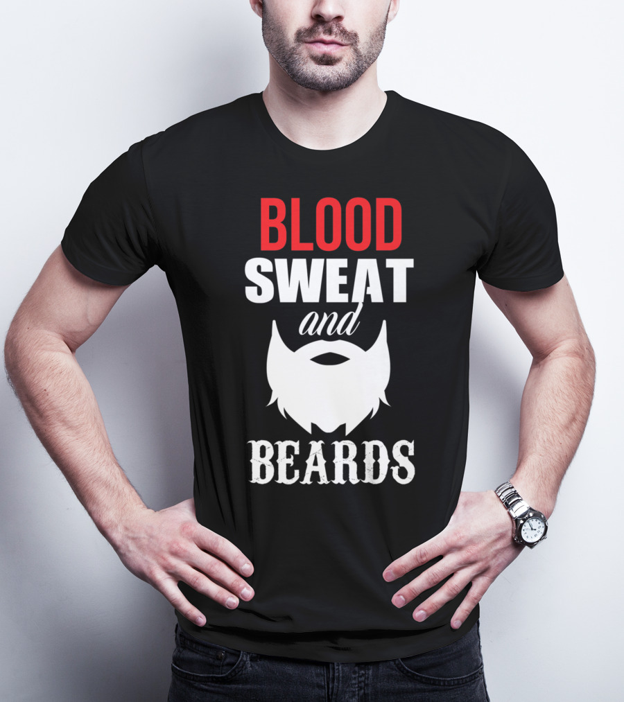 Blood Sweat And Beards For Bearded Dad Men T-Shirt