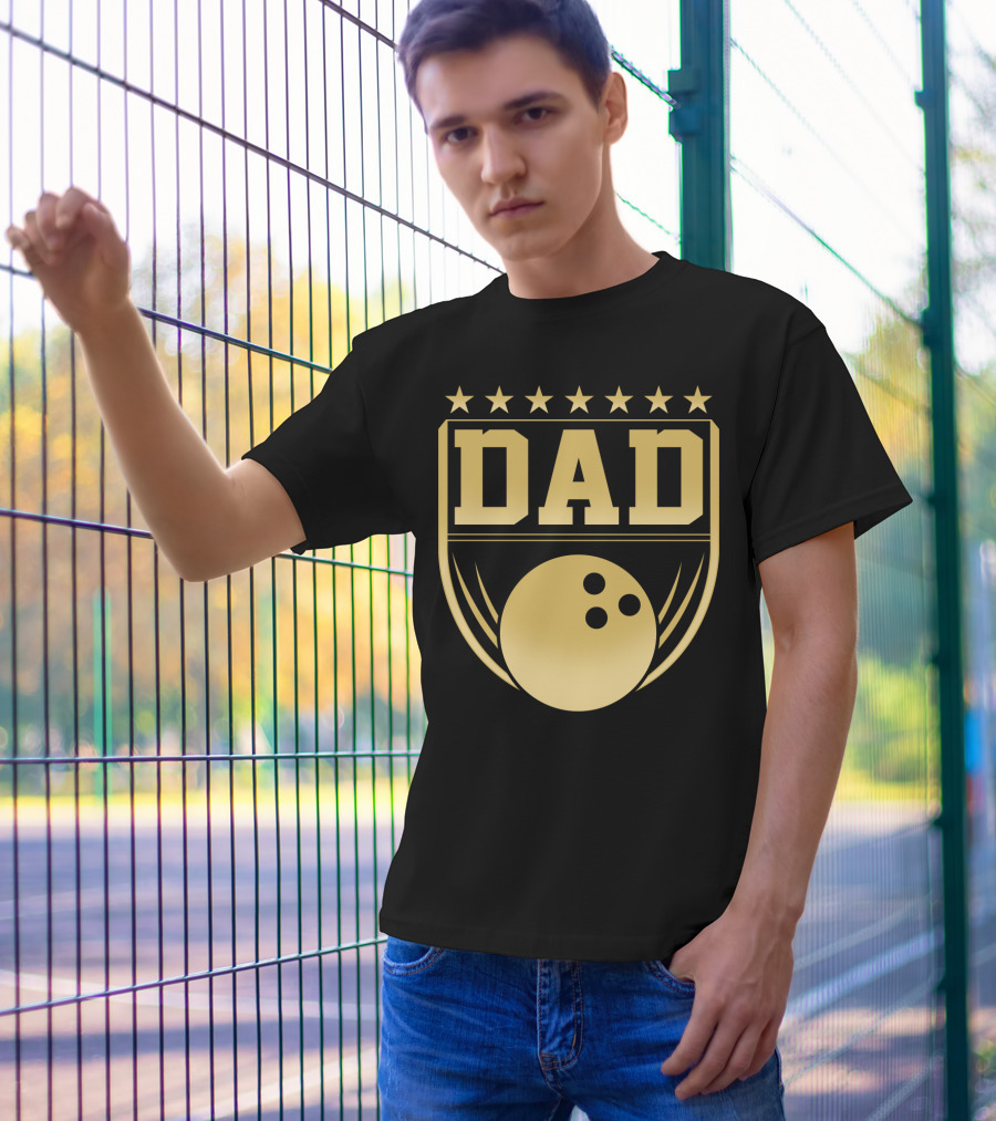 Dad Gold Bowling Ball Coach Stars Funny T-Shirt