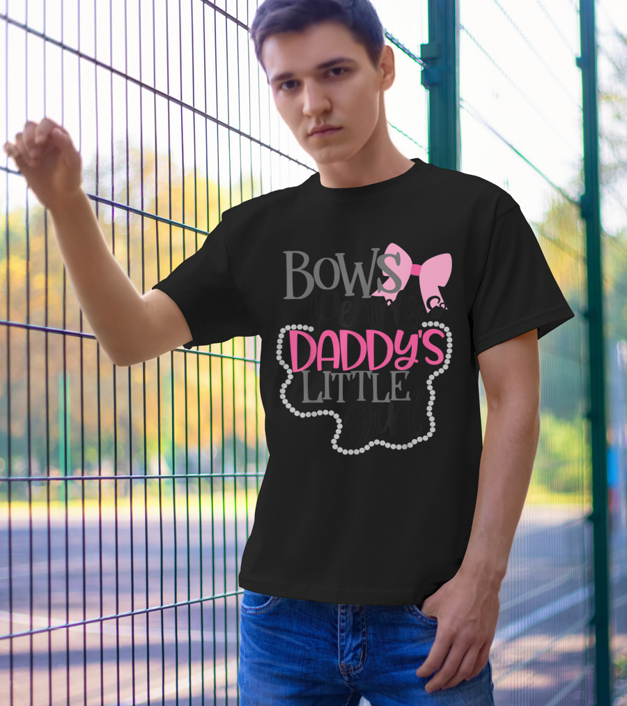 Bows Pearls Daddy's Little Girl With Pink Bow And Pearls T-Shirt
