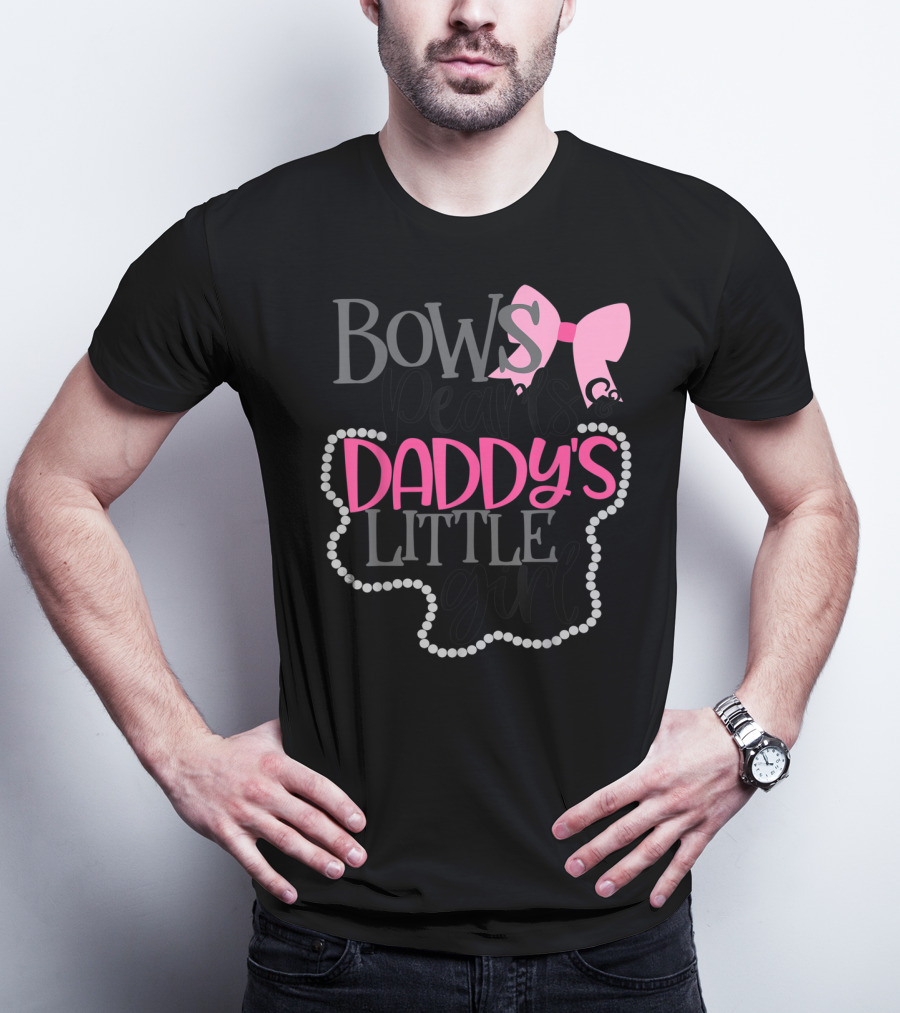 Bows Pearls Daddy's Little Girl With Pink Bow And Pearls T-Shirt