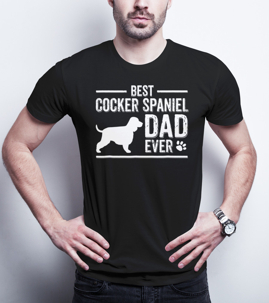 Best Cocker Spaniel Dad Ever Dog Paw T-Shirt