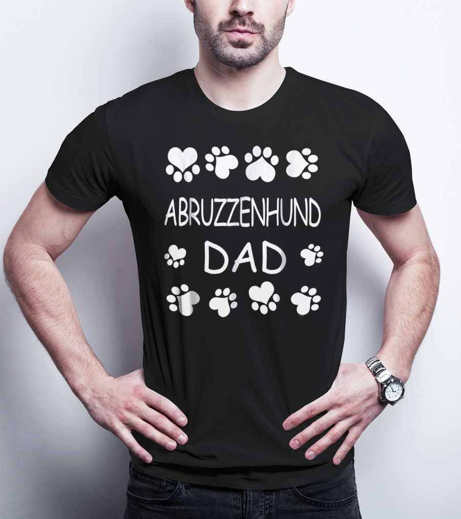 Abruzzenhund Dad Dog Lover Paw Print Heart T-Shirt