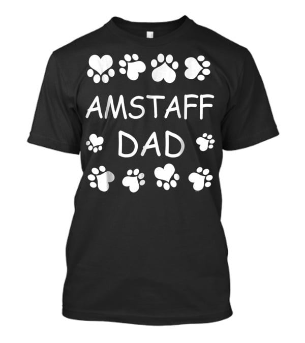 AMSTAFF DAD Christmas Birthday Paw Heart Lovers T-Shirt