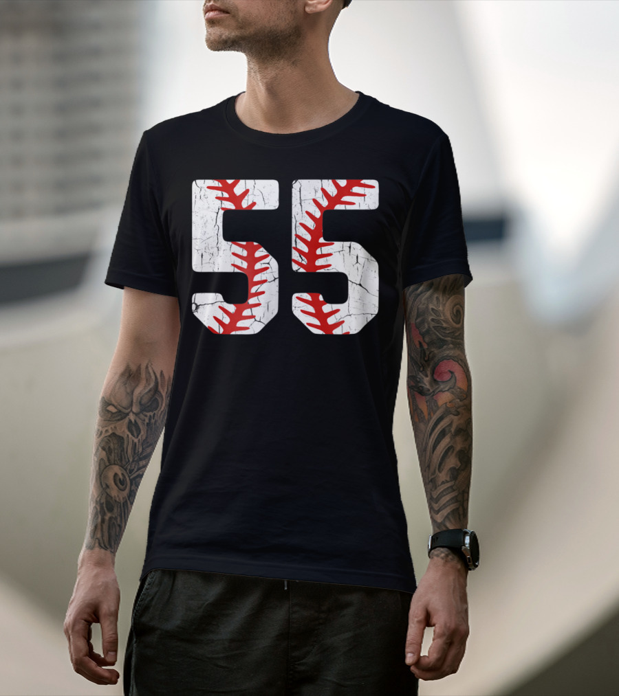 Baseball Player Jersey Number 55 Proud Baseball MOM DAD38 T-Shirt