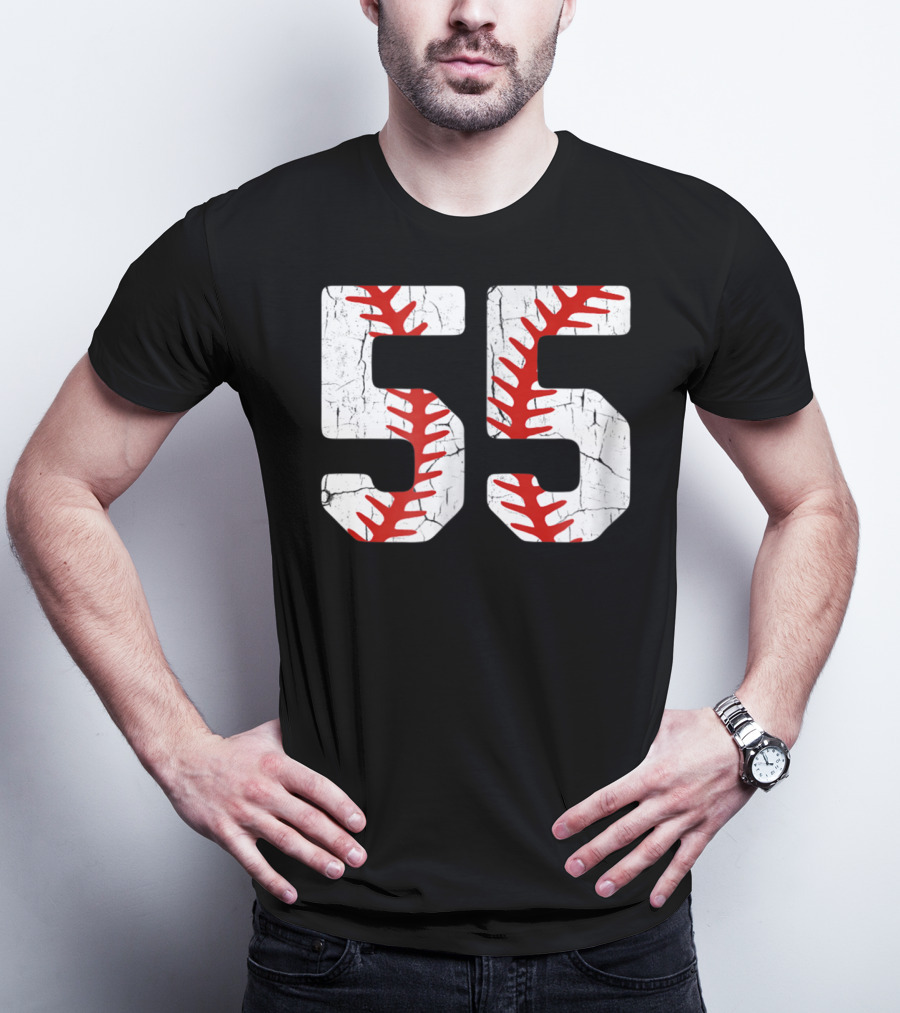 Baseball Player Jersey Number 55 Proud Baseball MOM DAD38 T-Shirt