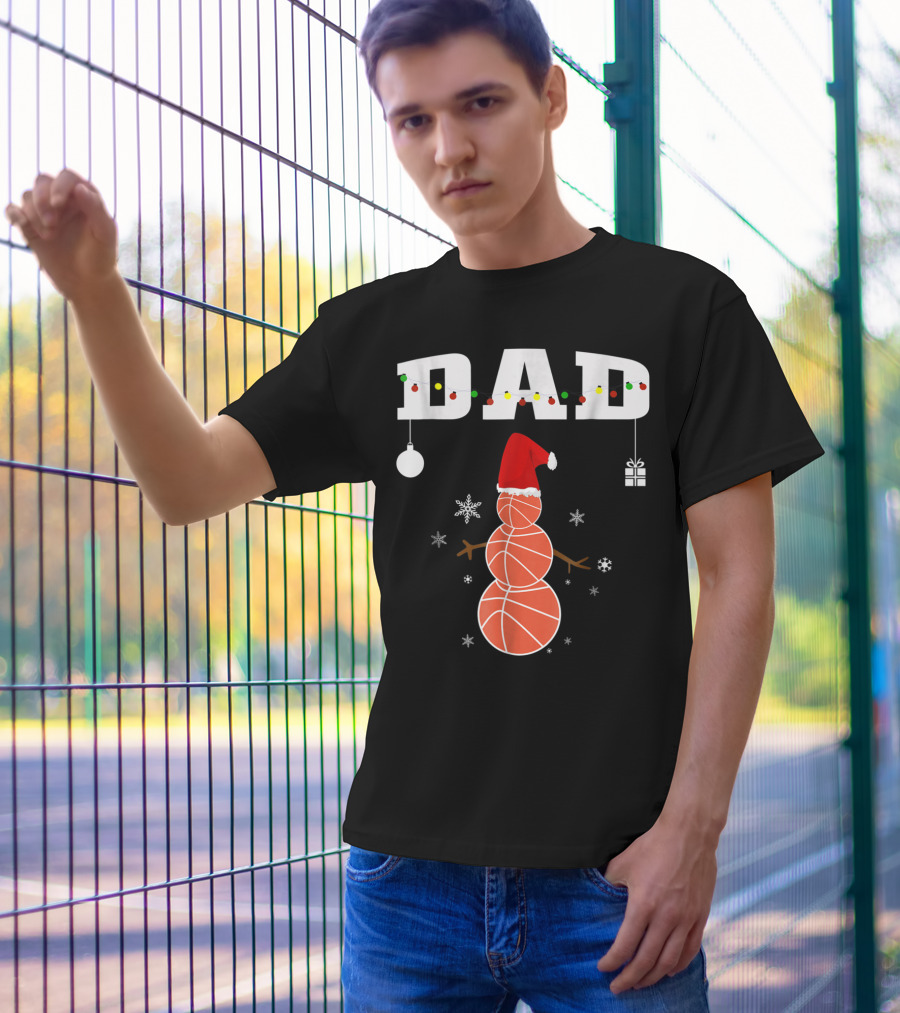 Dad Basketball Snowman Christmas Holiday T-Shirt