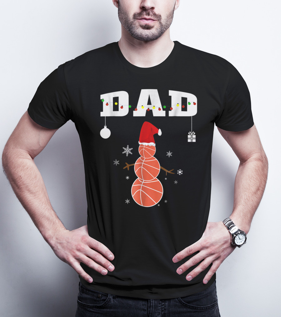 Dad Basketball Snowman Christmas Holiday T-Shirt