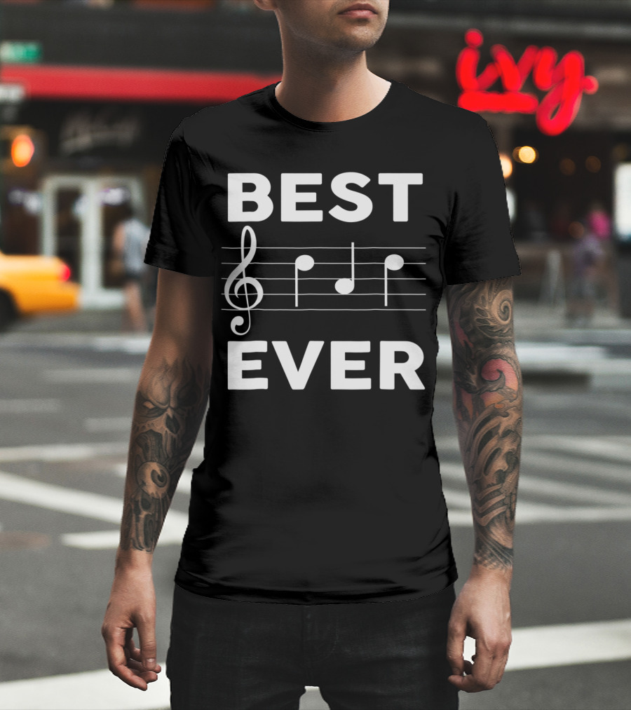 Best Music Dad Ever Best Ever Musician Piano Guitar Player T-Shirt