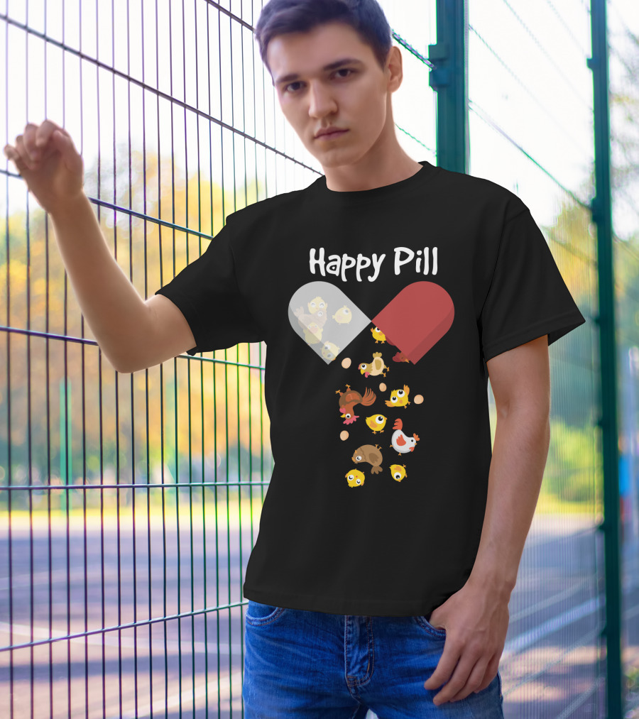 Happy Pill Chickens Capsule Fun T-Shirt