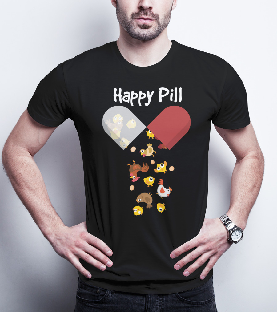 Happy Pill Chickens Capsule Fun T-Shirt