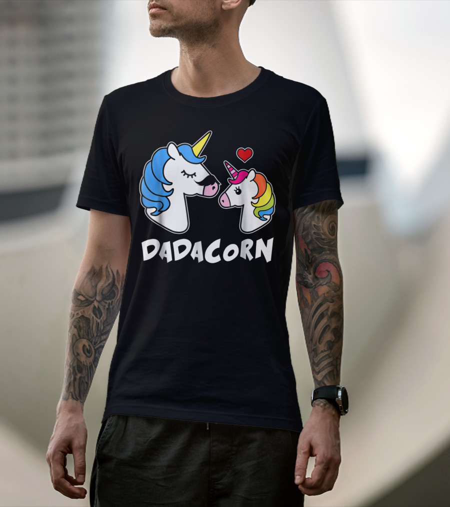 DADACORN Unicorn Dad And Daughter Love 33 T-Shirt
