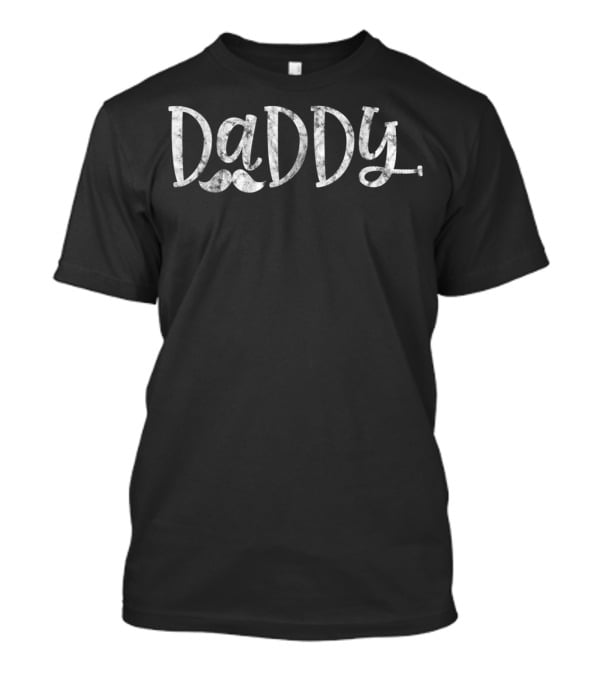 Daddy Family Papa Dad Son Daughter Distress Mustache T-Shirt