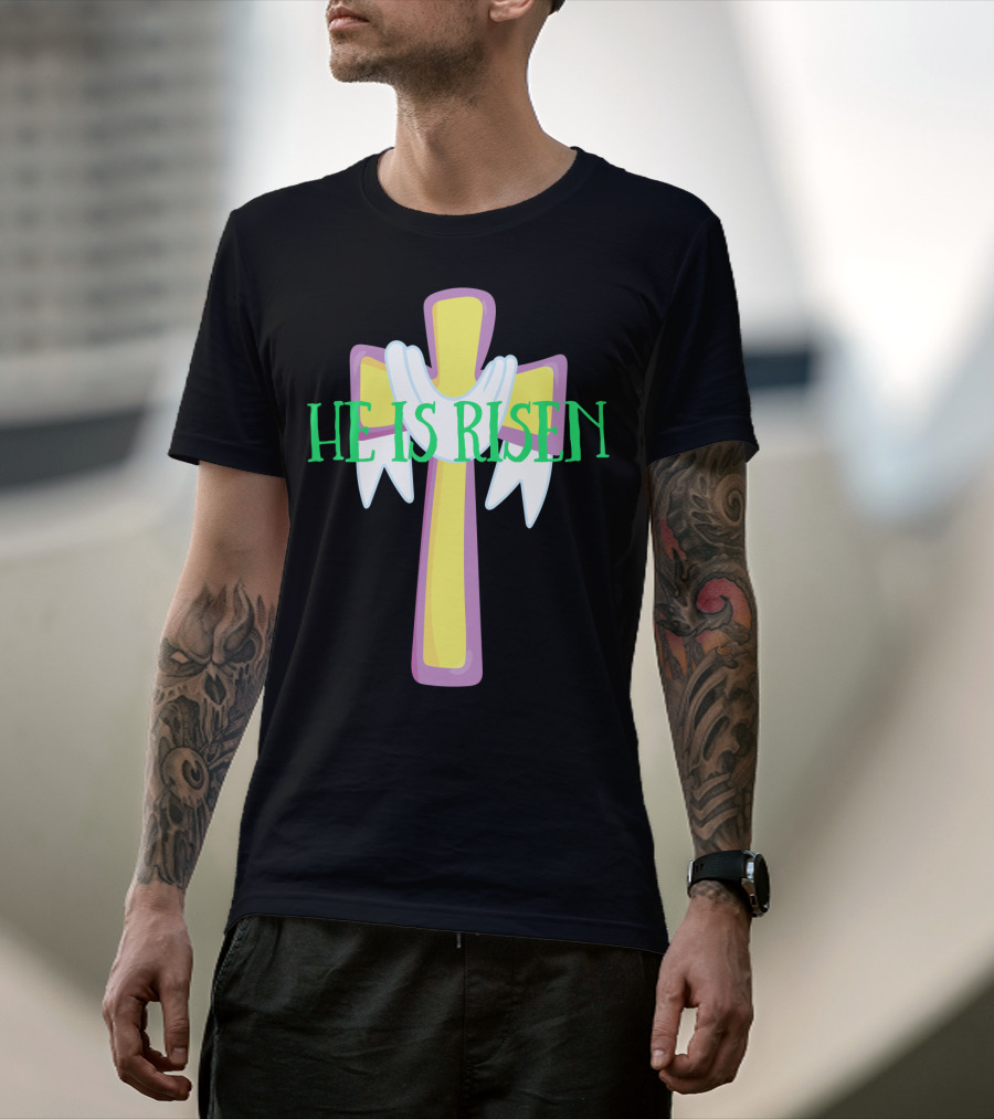 Easter He Is Risen Christian Cross Jesus Pastor Dad51 T-Shirt