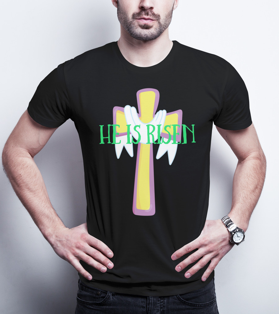 Easter He Is Risen Christian Cross Jesus Pastor Dad51 T-Shirt