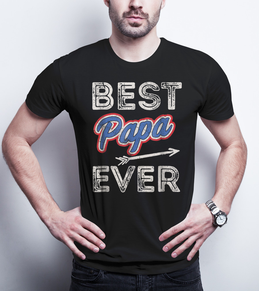Best Papa Ever Puerto Rico Dad Retro Arrow T-Shirt