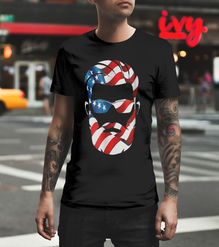 Bearded Dad US Flag Independence Day T-Shirt
