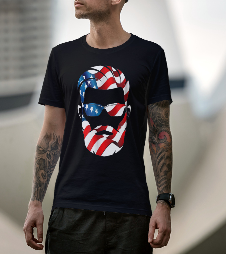 Bearded Dad US Flag Independence Day T-Shirt