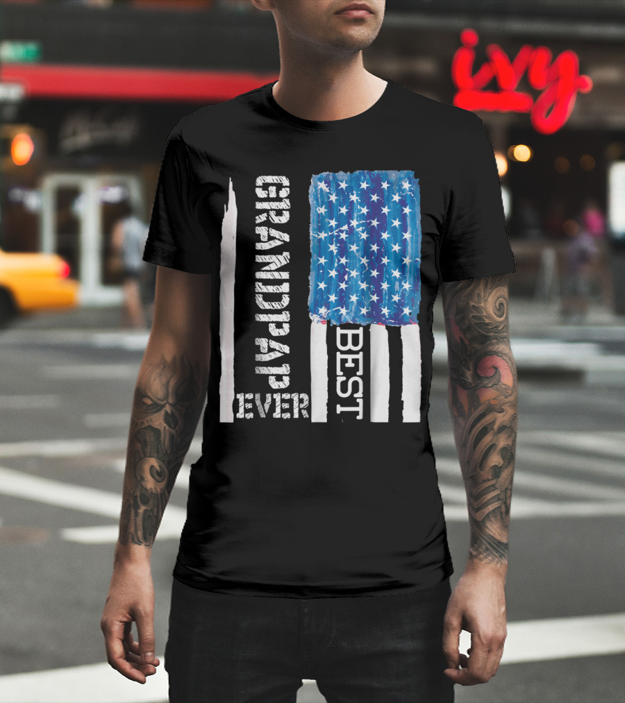 Best Grandpap Ever Distressed American Flag Design 68 T-Shirt