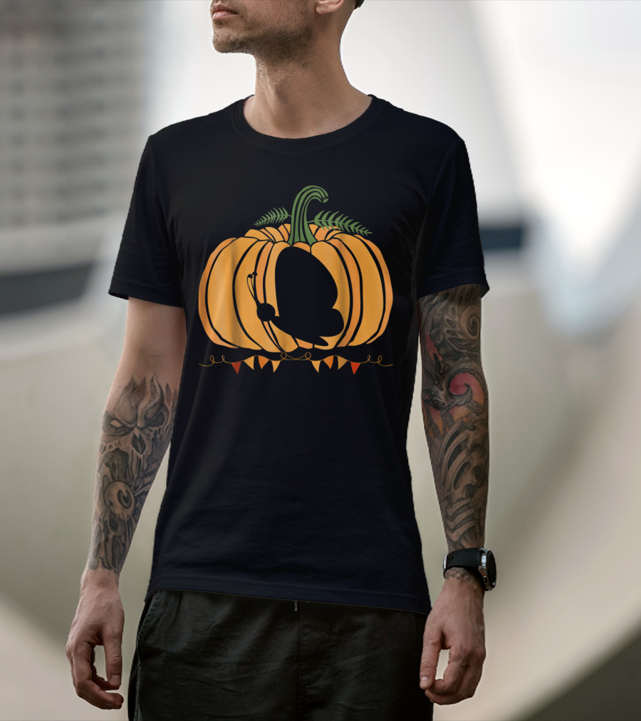 Cool Butterfly And Pumpkin Halloween For Kid Dad Mom T-Shirt