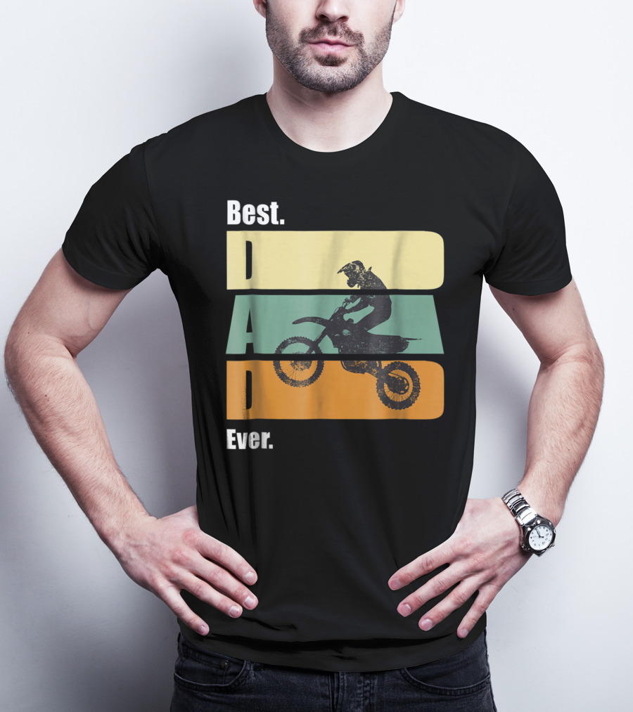 Best Motocross Dad Ever Funny For Fathers Retro Motorcycle Rider T-Shirt