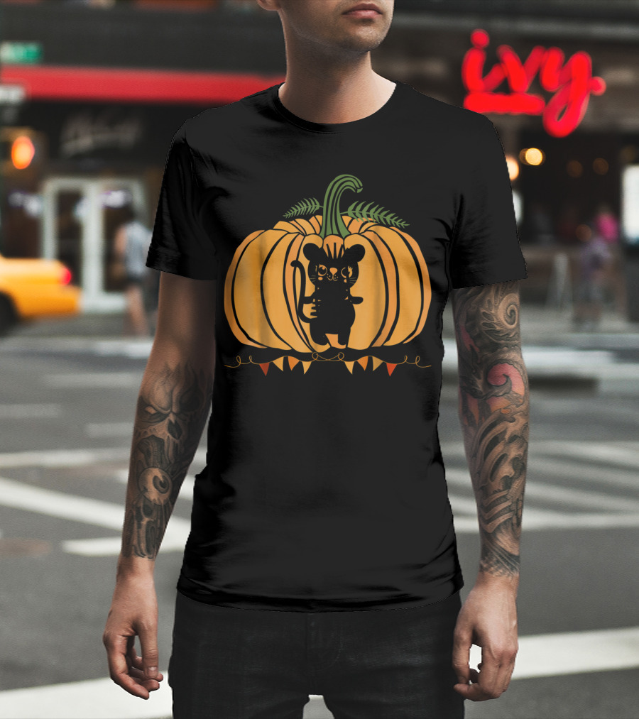 Cool Cat Halloween Pumpkin Dad Mom With Cute Cat Inside Pumpkin T-Shirt