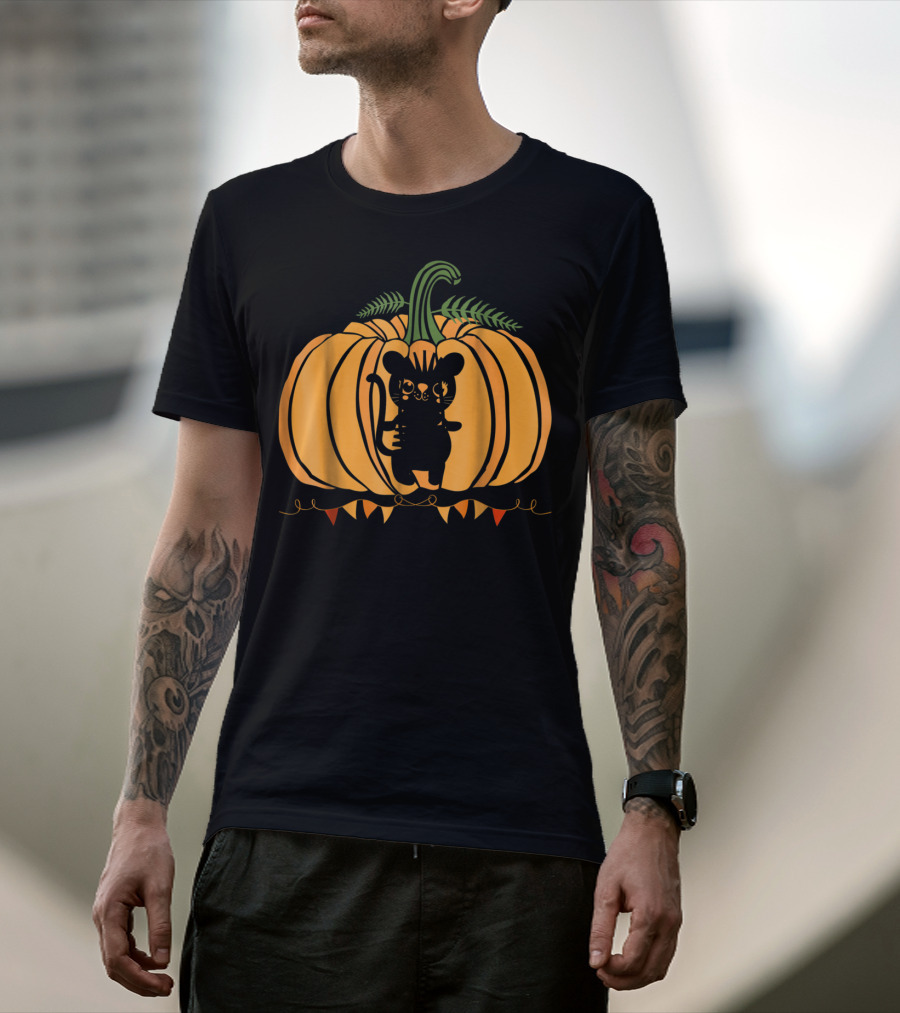 Cool Cat Halloween Pumpkin Dad Mom With Cute Cat Inside Pumpkin T-Shirt