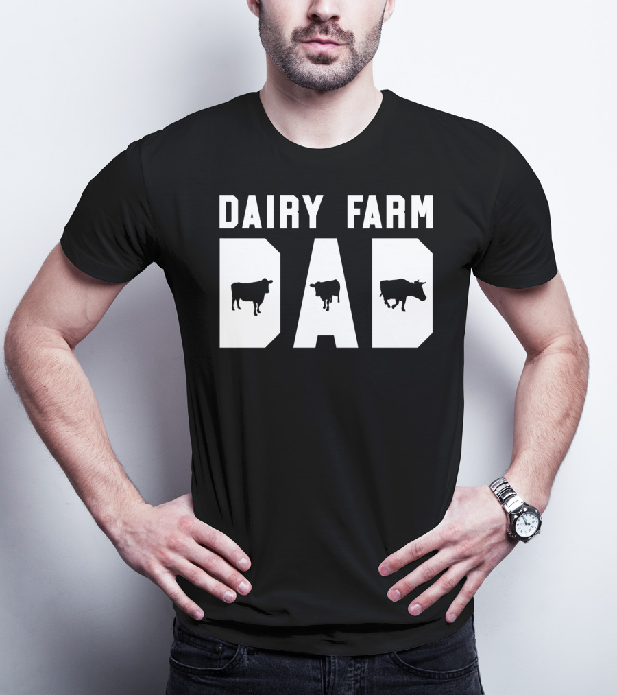 Dairy Farm Dad Funny Mens Cow Black12 T-Shirt