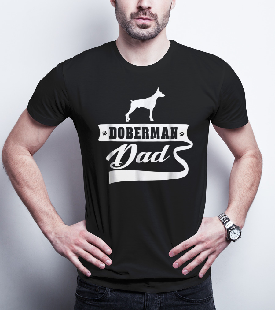 Doberman Dad Dog Mens Animal Paw Prints T-Shirt