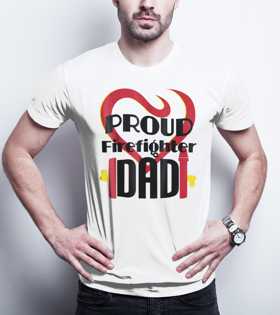 Proud Firefighter Dad Heart Captain Pride T-Shirt