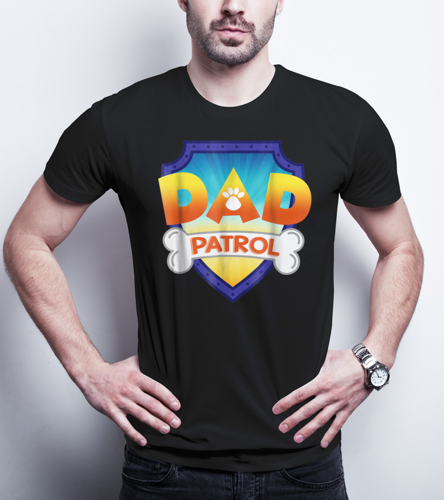 Paw Print Dad Patrol Shield Emblem T-Shirt