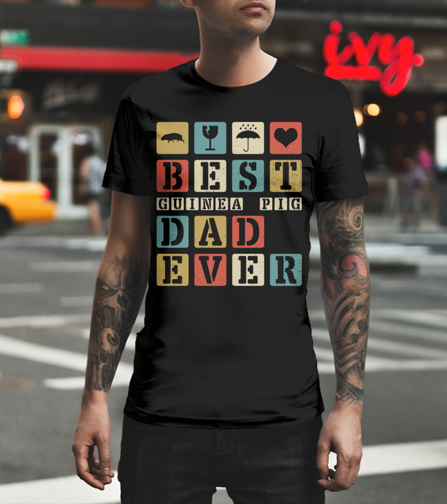 BEST GUINEA PIG DAD EVER VINTAGE STYLE81 RETRO BLOCK LETTERS T-Shirt