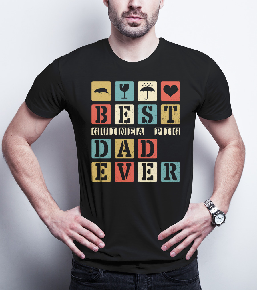 BEST GUINEA PIG DAD EVER VINTAGE STYLE81 RETRO BLOCK LETTERS T-Shirt