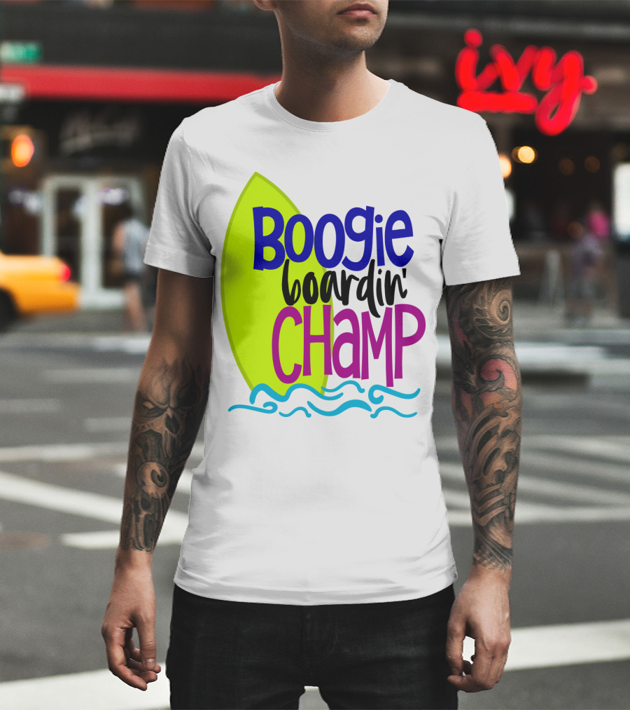 Boogie Boardin' Champ Surfing Summer Dad43 T-Shirt