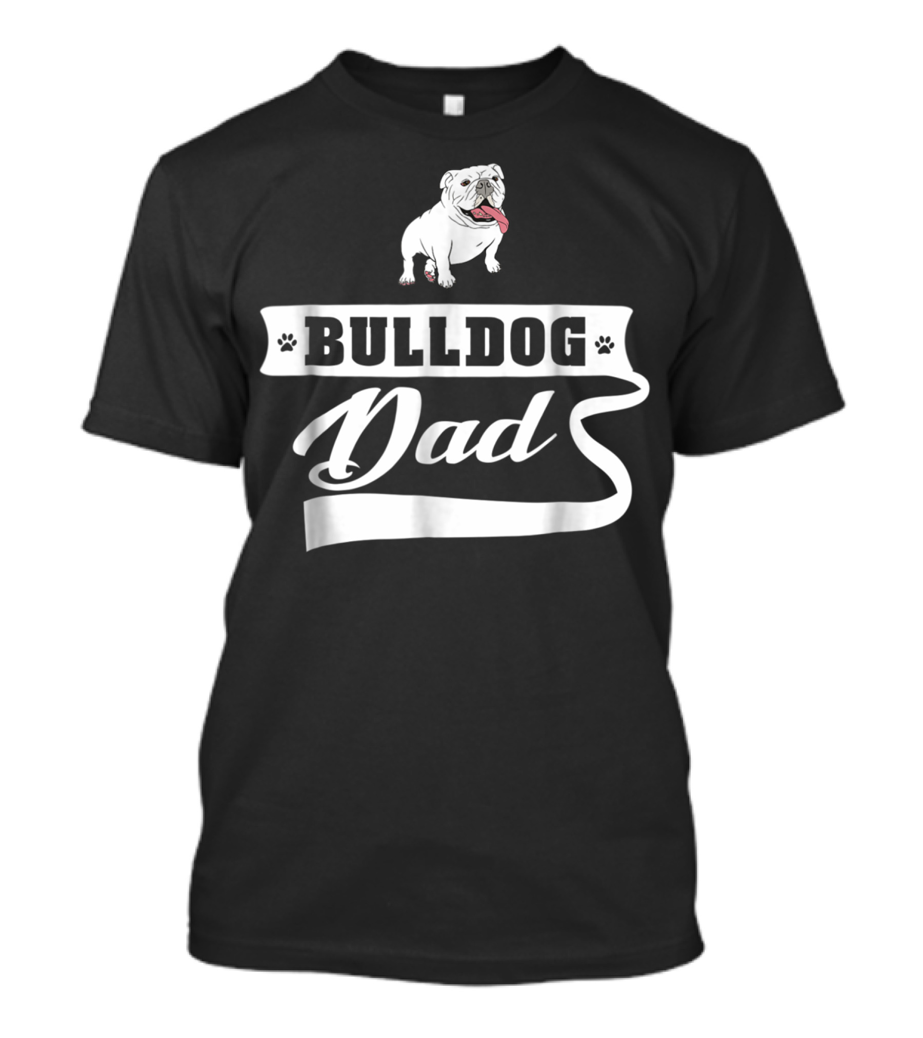 Bulldog Dad Dog Mens Animal Dogs Paw Banner T-Shirt