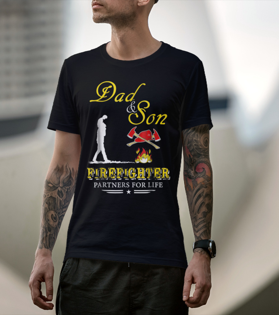 Dad And Son Firefighter Partners For Life T-Shirt
