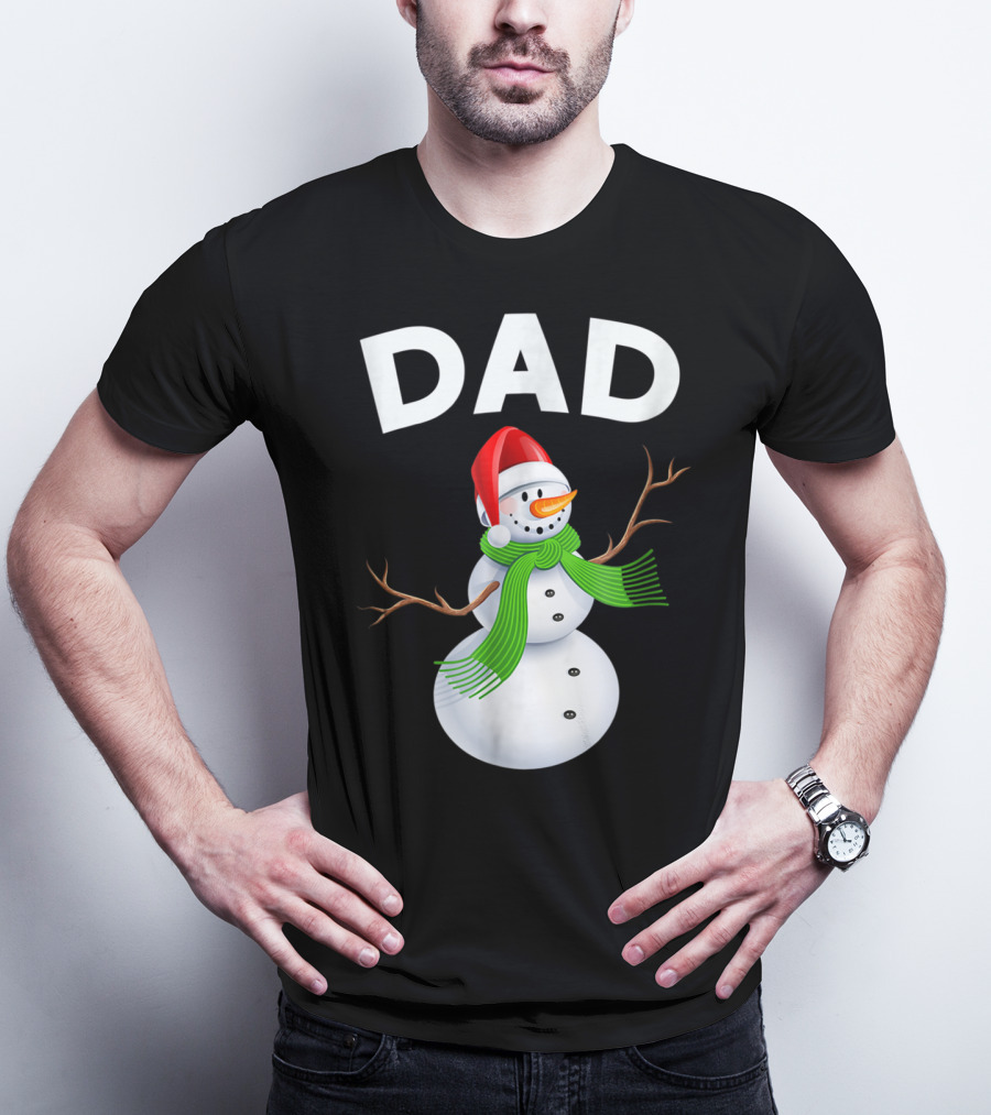 Dad Christmas Snowman Santa Hat Family T-Shirt