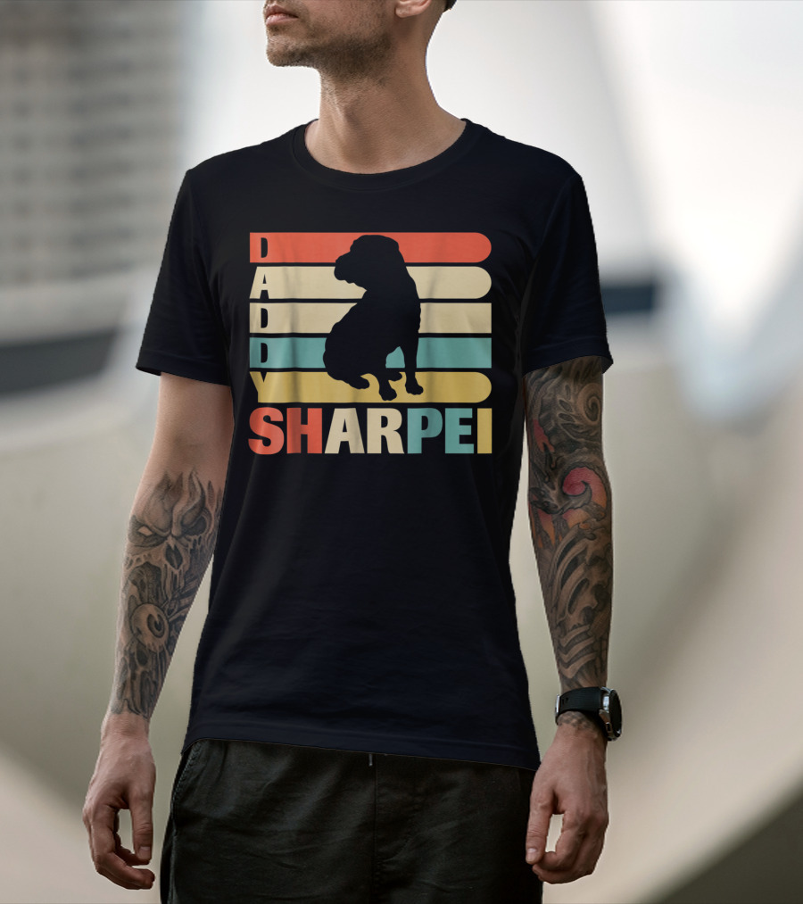 Daddy Sharpei Vintage Love Dog43 Retro T-Shirt