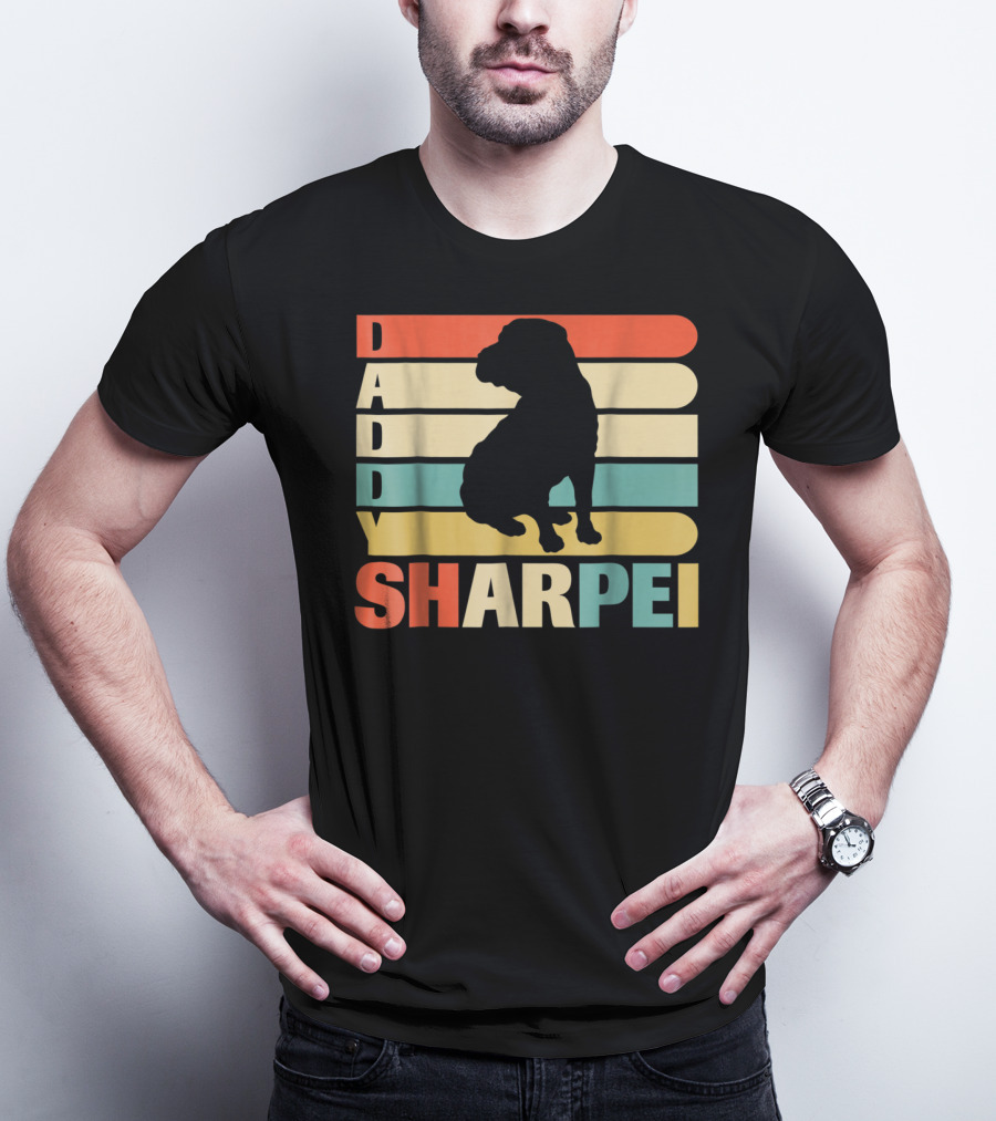 Daddy Sharpei Vintage Love Dog43 Retro T-Shirt